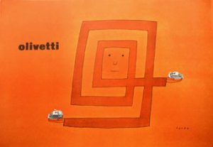 Olivetti (1966)/ジャン・ミシェル・フォロン【Jean Michel Folon】ポスター | アトリエフォロン｜京都の額縁工房